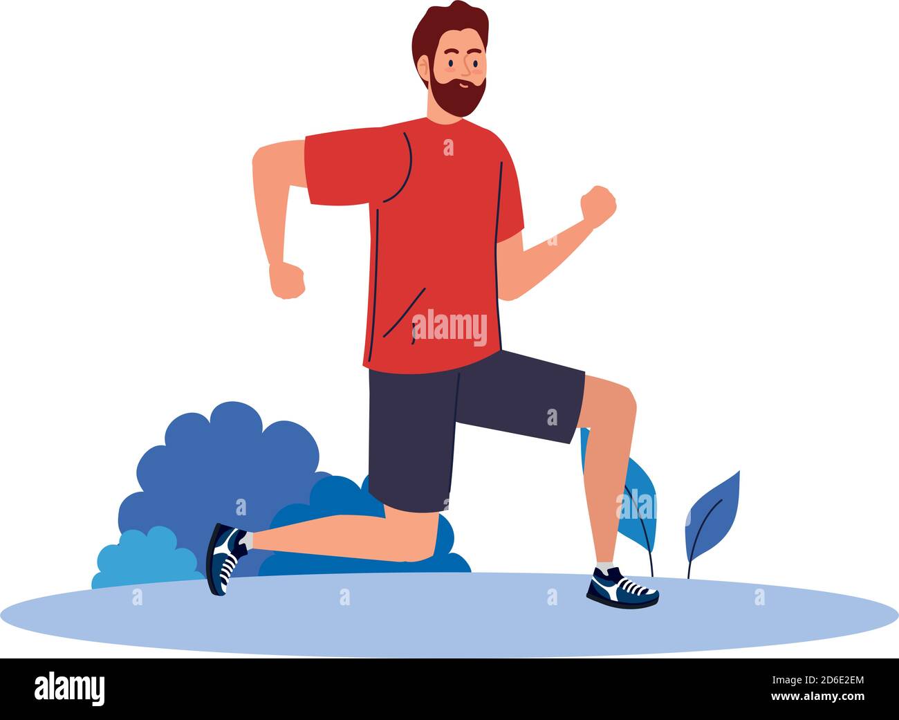 Man cartoon doing exercise with leaves vector design Stock Vector Image ...
