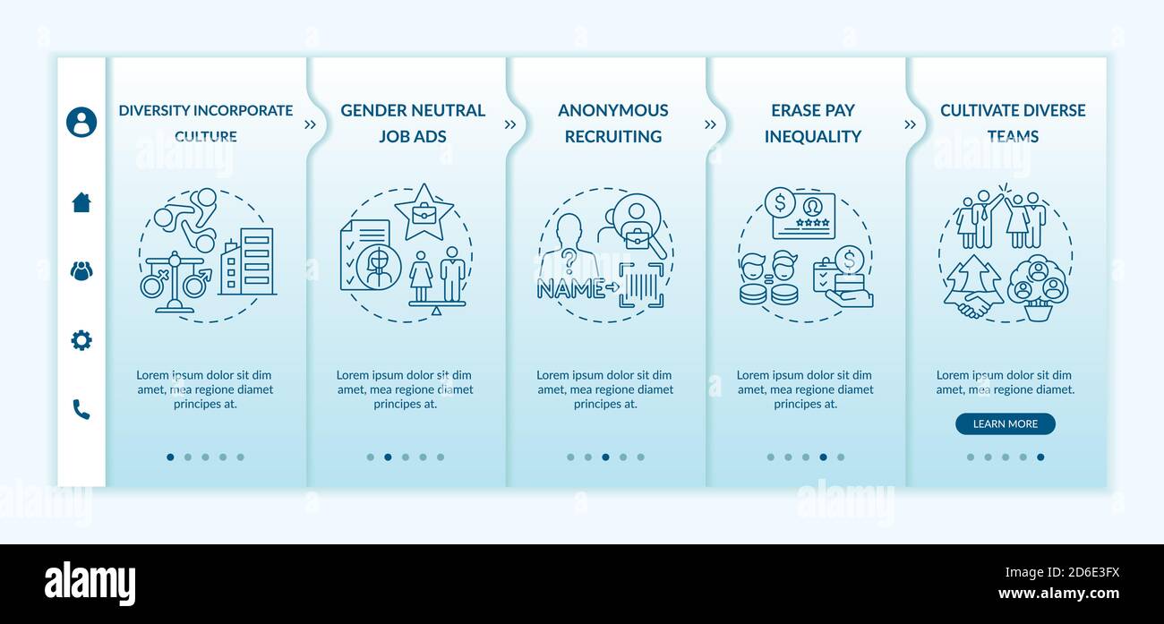 Gender diversity implementation tips onboarding vector template Stock ...
