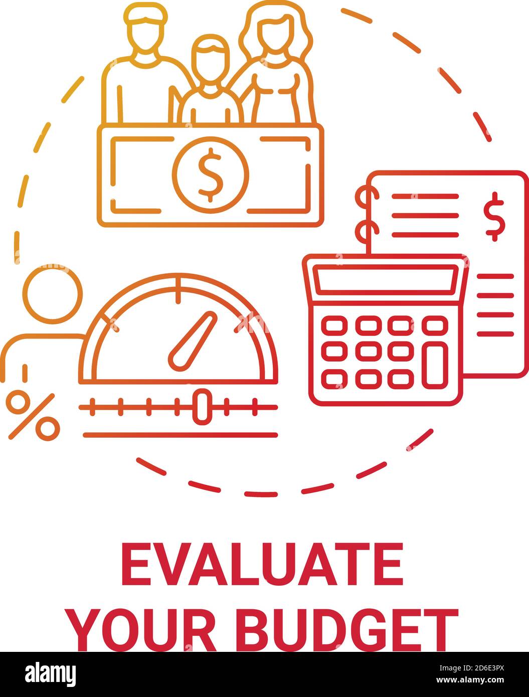 Evaluate budget concept icon Stock Vector Image & Art - Alamy