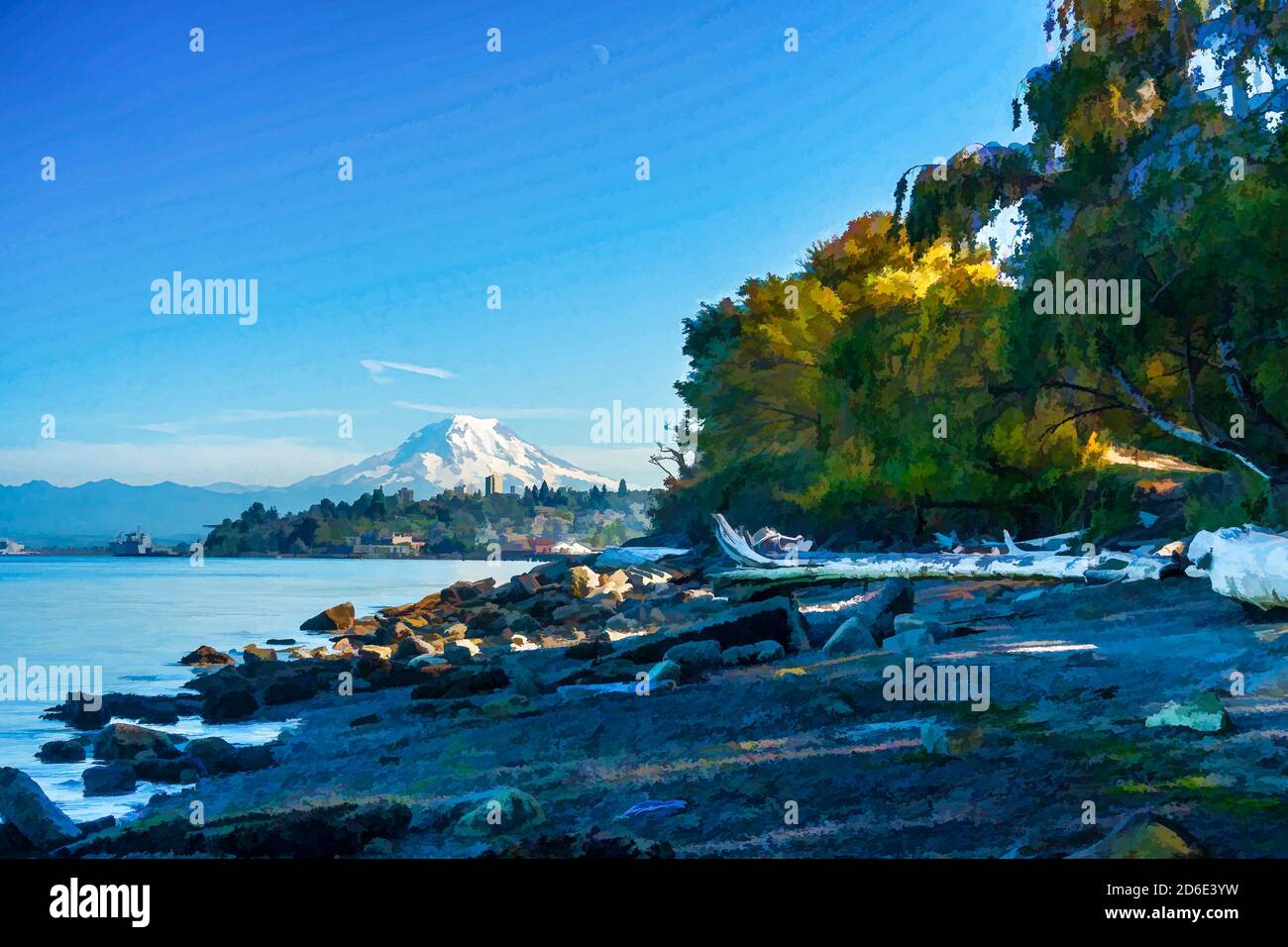 A view of Mount Rainier from Ruston, Washington Stock Photo - Alamy