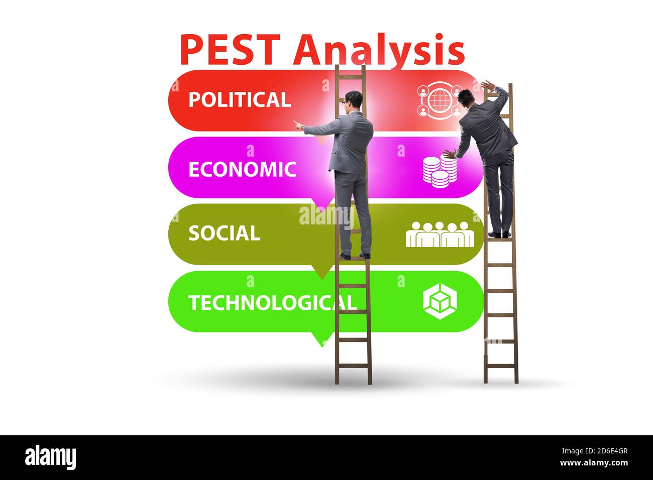 Business people in the PEST analysis business concept Stock Photo - Alamy