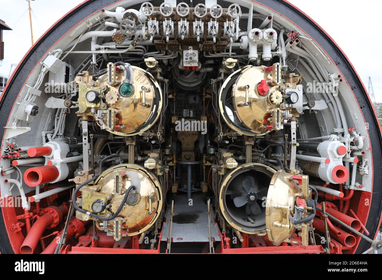 ISTANBUL, TURKEY - SEPTEMBER 20, 2020: Torpedo room of submarine in ...