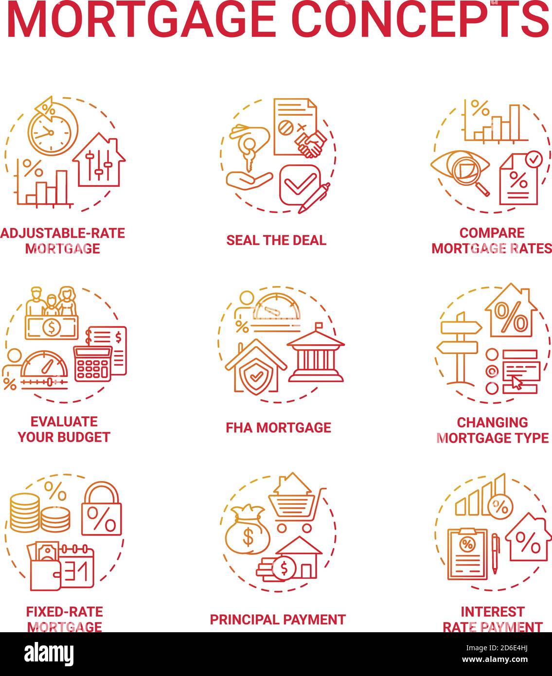 Mortgage concept icons set Stock Vector Image & Art - Alamy