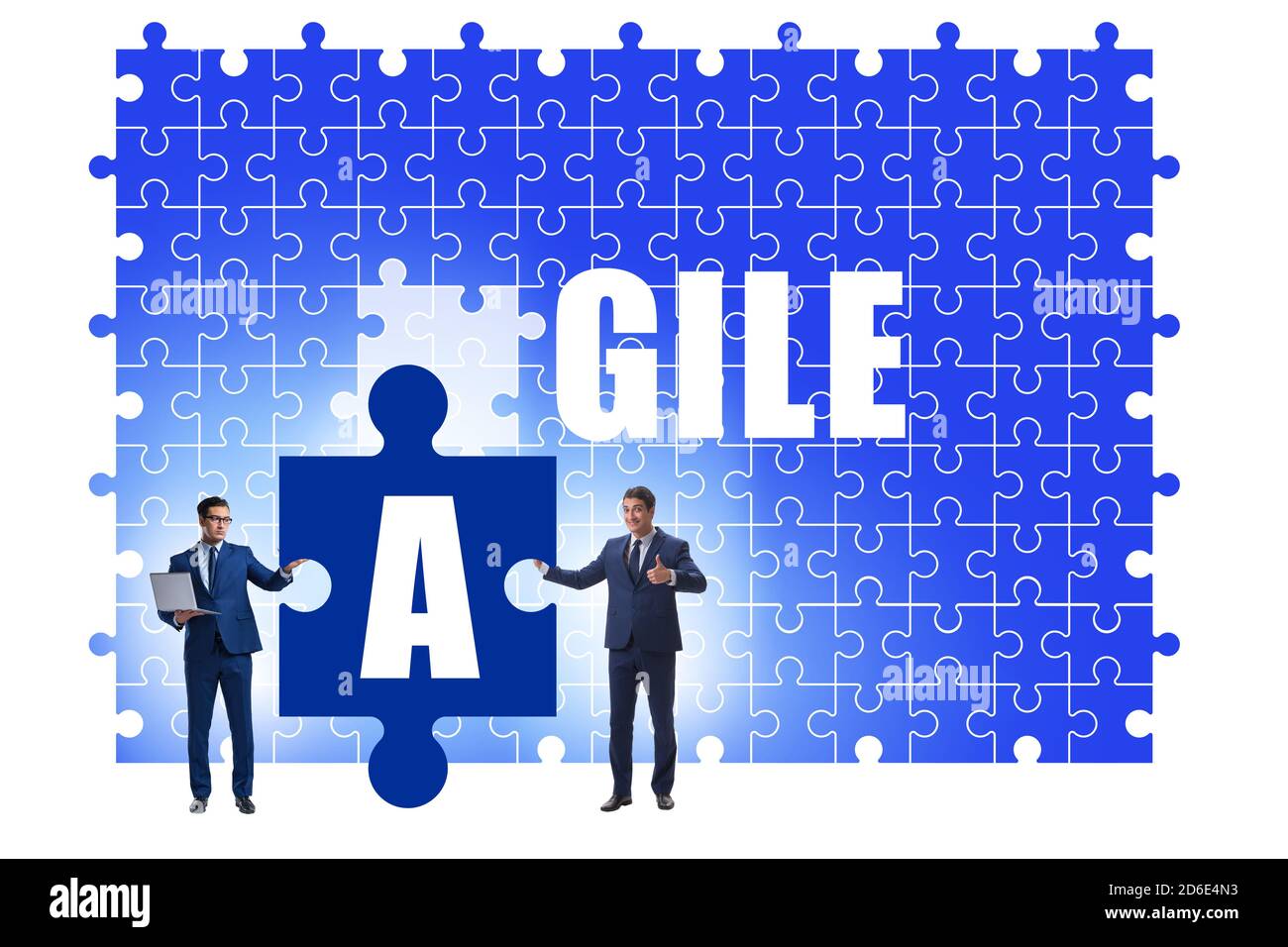 Agile concept with businessman putting the jigsaw puzzle together Stock ...