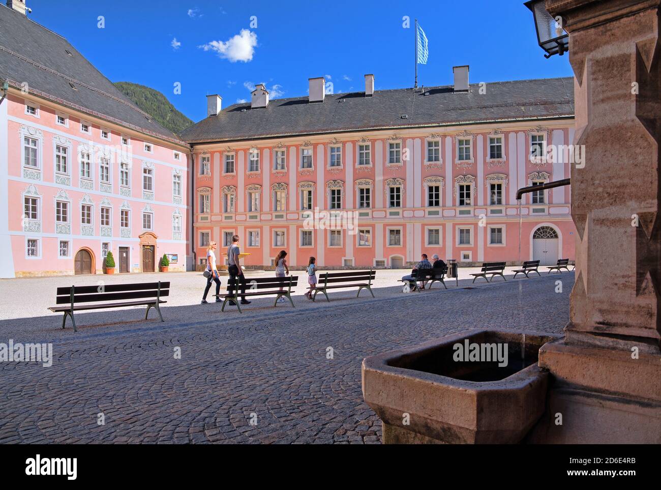 Schlossplatz with castle, Berchtesgaden, Berchtesgadener Land, Upper ...