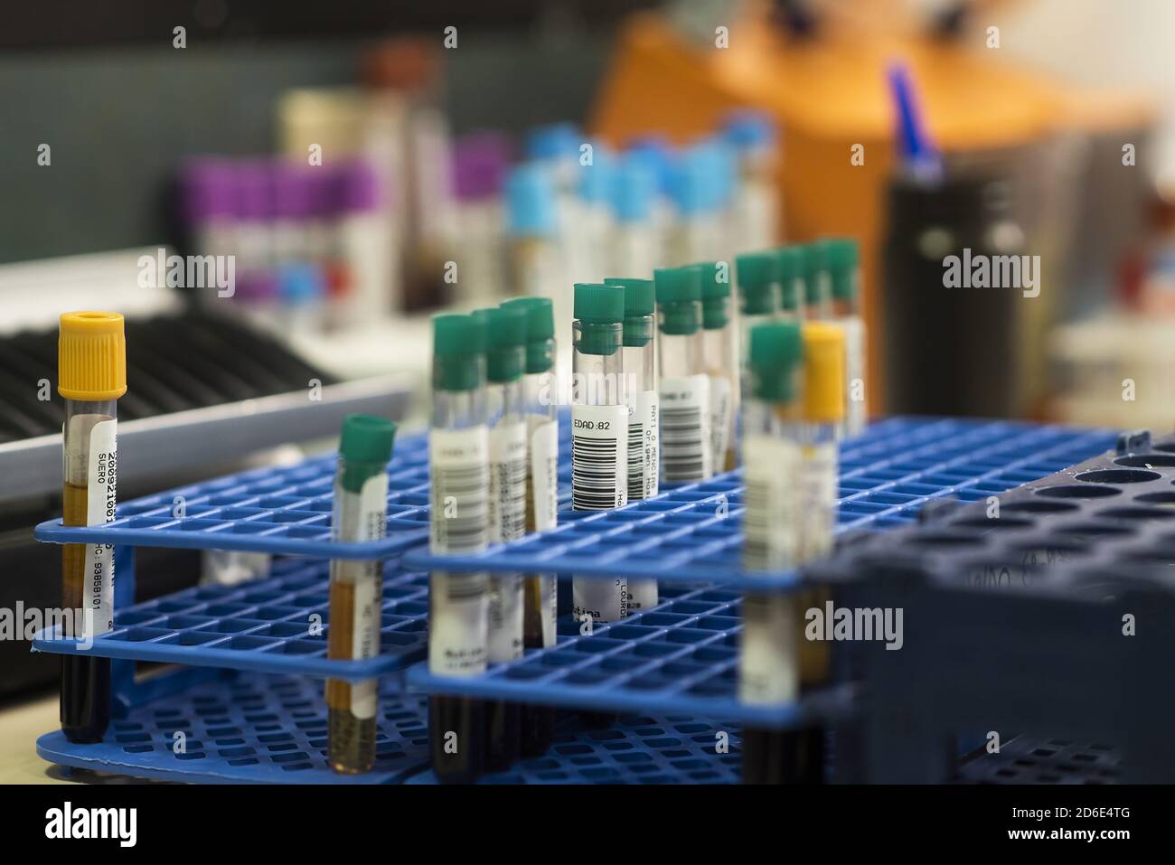 Test tubes in a tray in the laboratory Stock Photo - Alamy