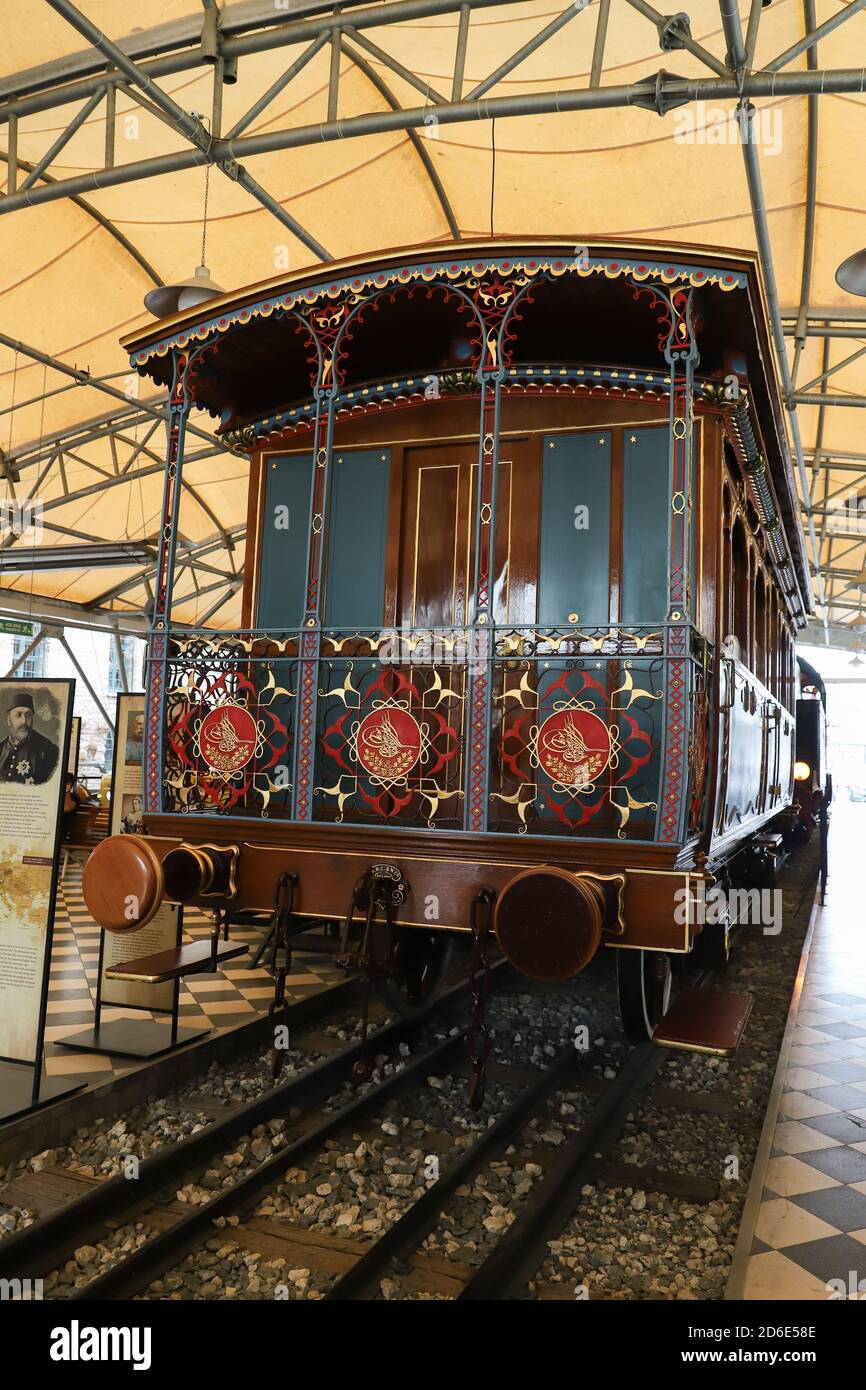 ISTANBUL, TURKEY - SEPTEMBER 20, 2020: Ottoman Empire railway coach in ...