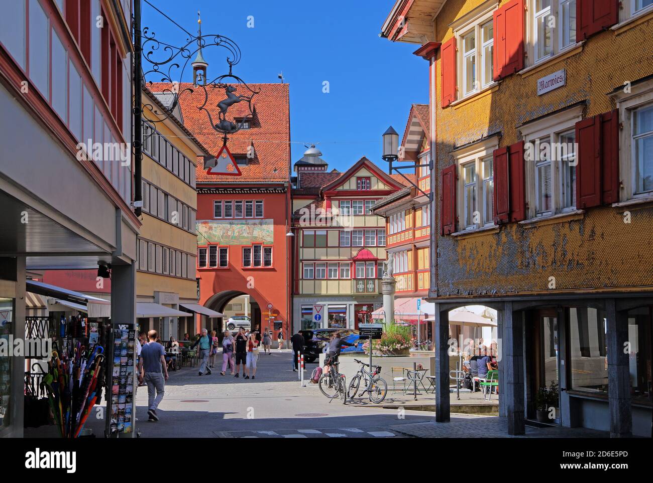 Typical houses in the town center, Appenzell, Appenzeller Land, Canton ...