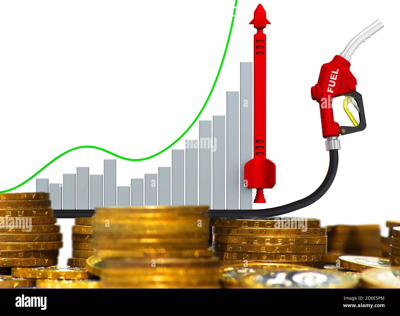 Rising prices for automobile fuel. Graph of rapid growth with fuel ...