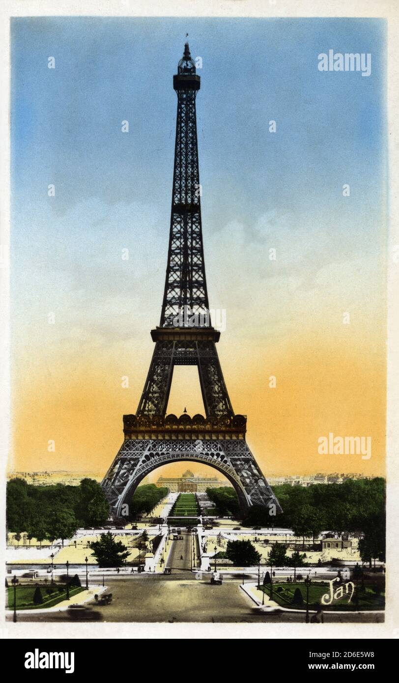 Vintage Eiffel Tower Postcard High Resolution Stock Photography and ...