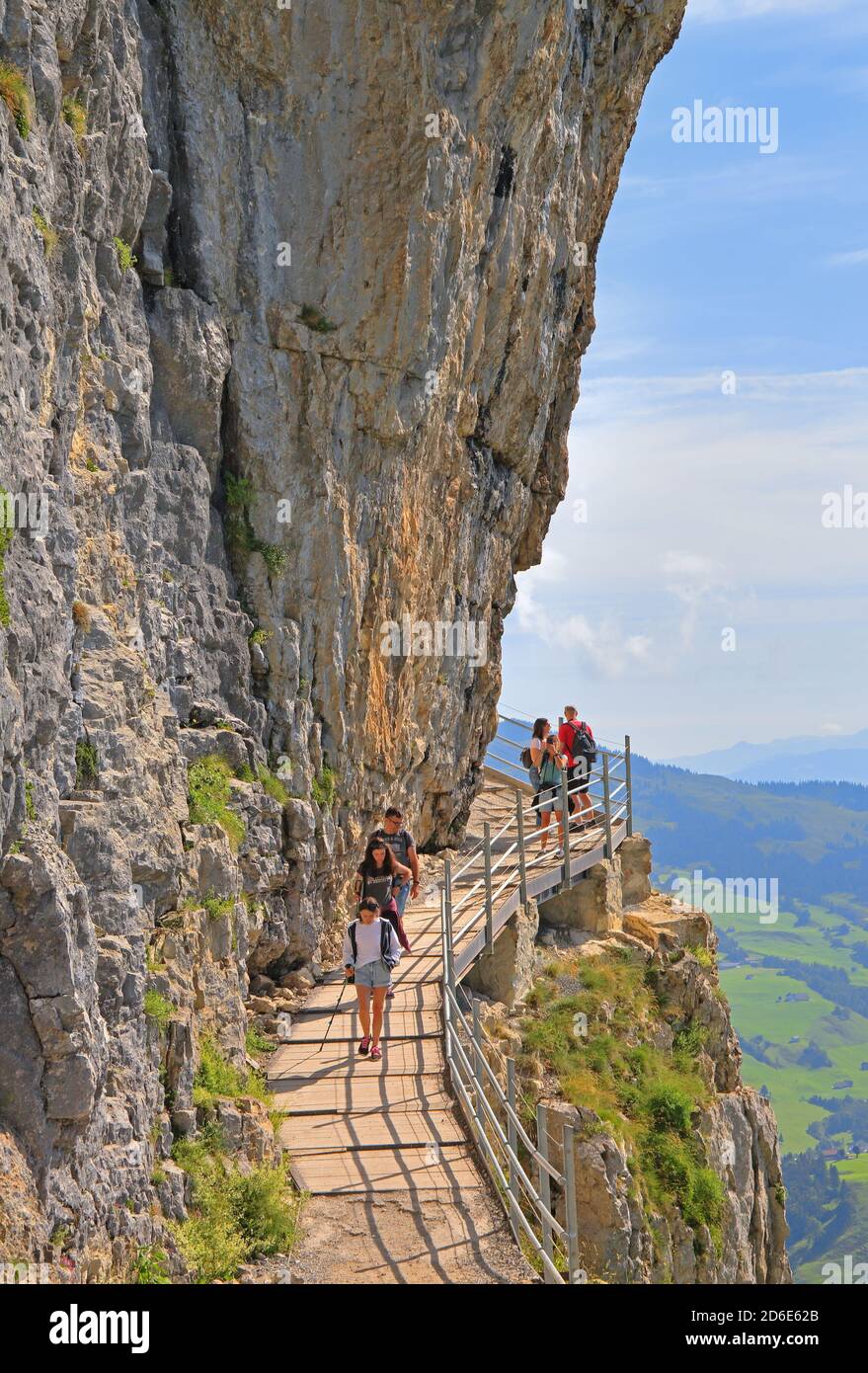 Hiking trail in the Alpstein Mountains to the Berggasthaus Aescher ...