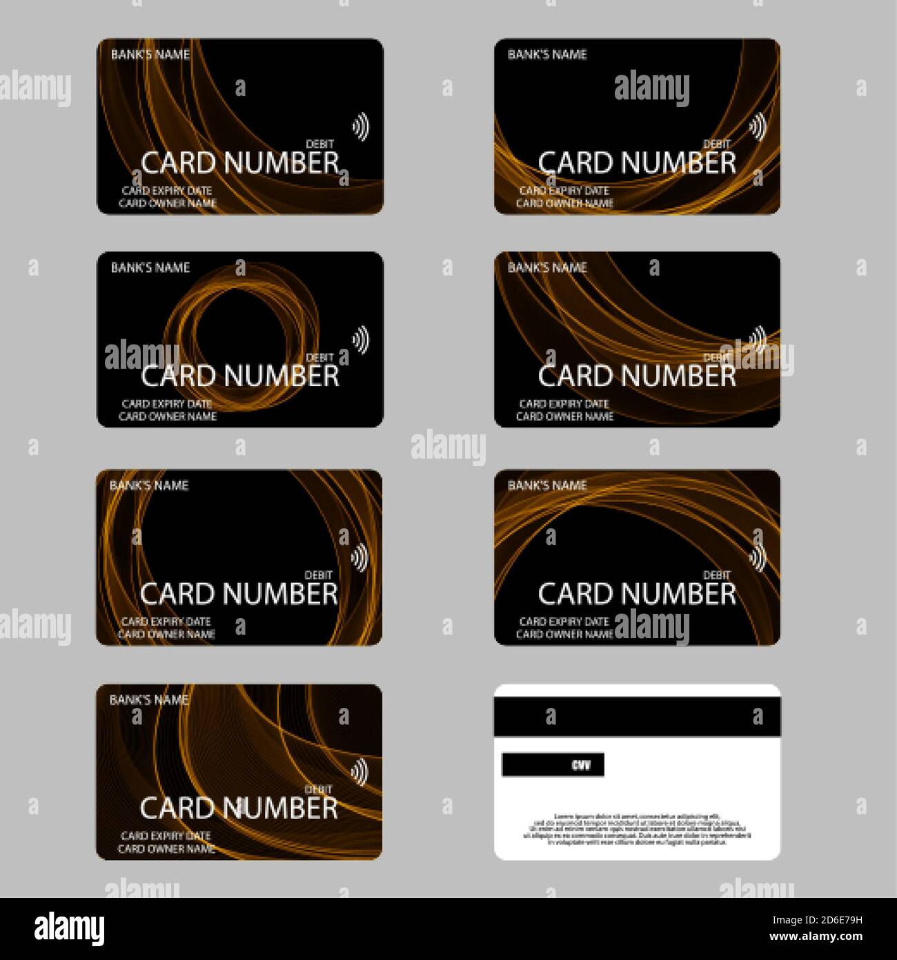 Set of bonus cards with golden waves. Design for Bank cards ...