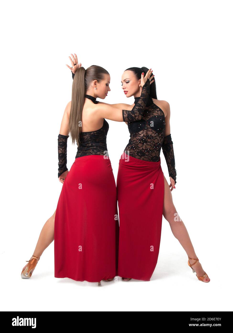 Tango dancers in red and black over white background Stock Photo - Alamy