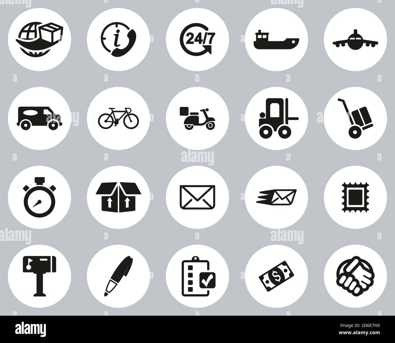 Delivery Service Or Shipping Service Icons Black & White Flat Design ...