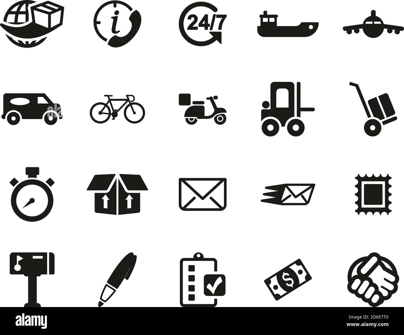 Delivery Service or Shipping Service Icons Black & White Set Big Stock ...