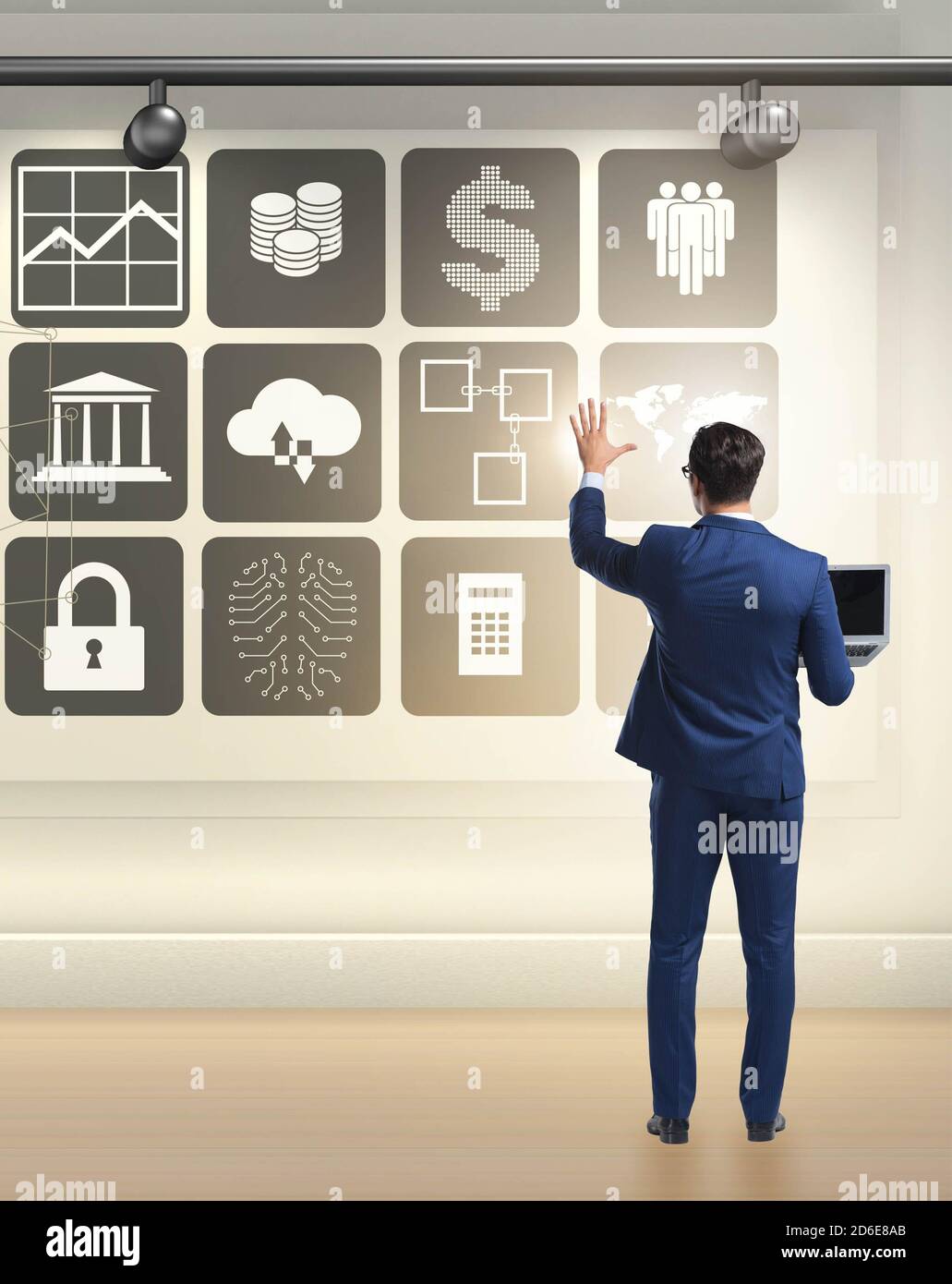The businessman in financial technology fintech concept Stock Photo - Alamy