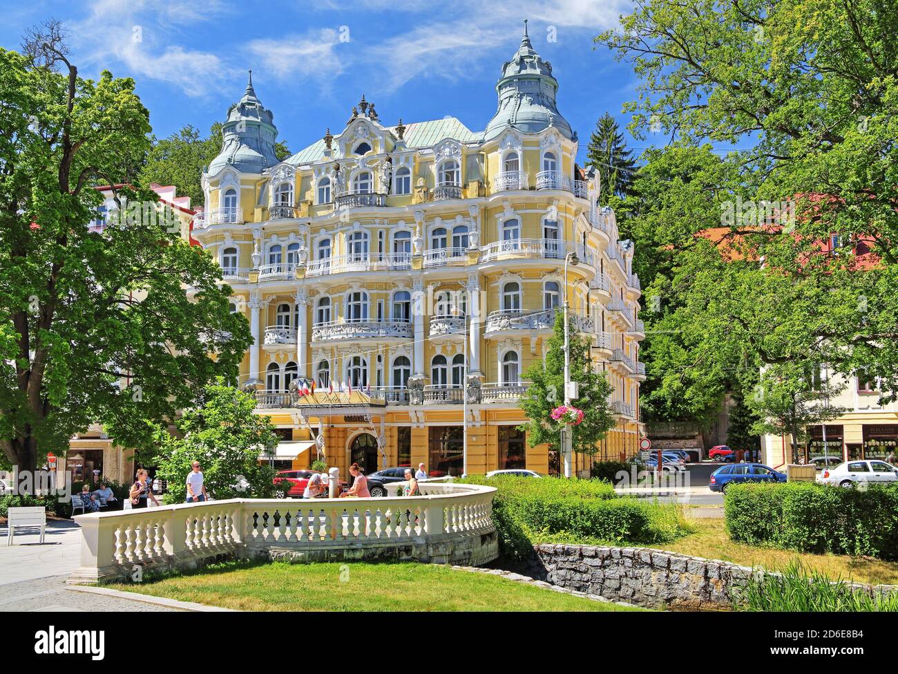 Typical Art Nouveau hotel, Marienbad, spa triangle, Bohemia, Czech ...