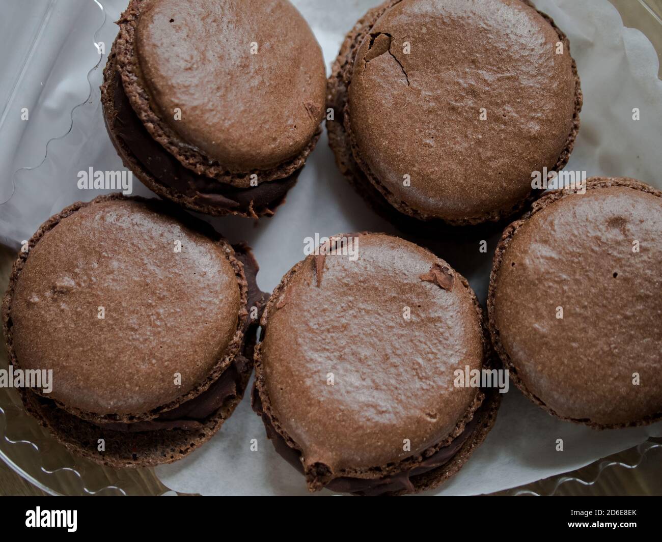Fresh chocolate macaroons as a dessert Stock Photo - Alamy