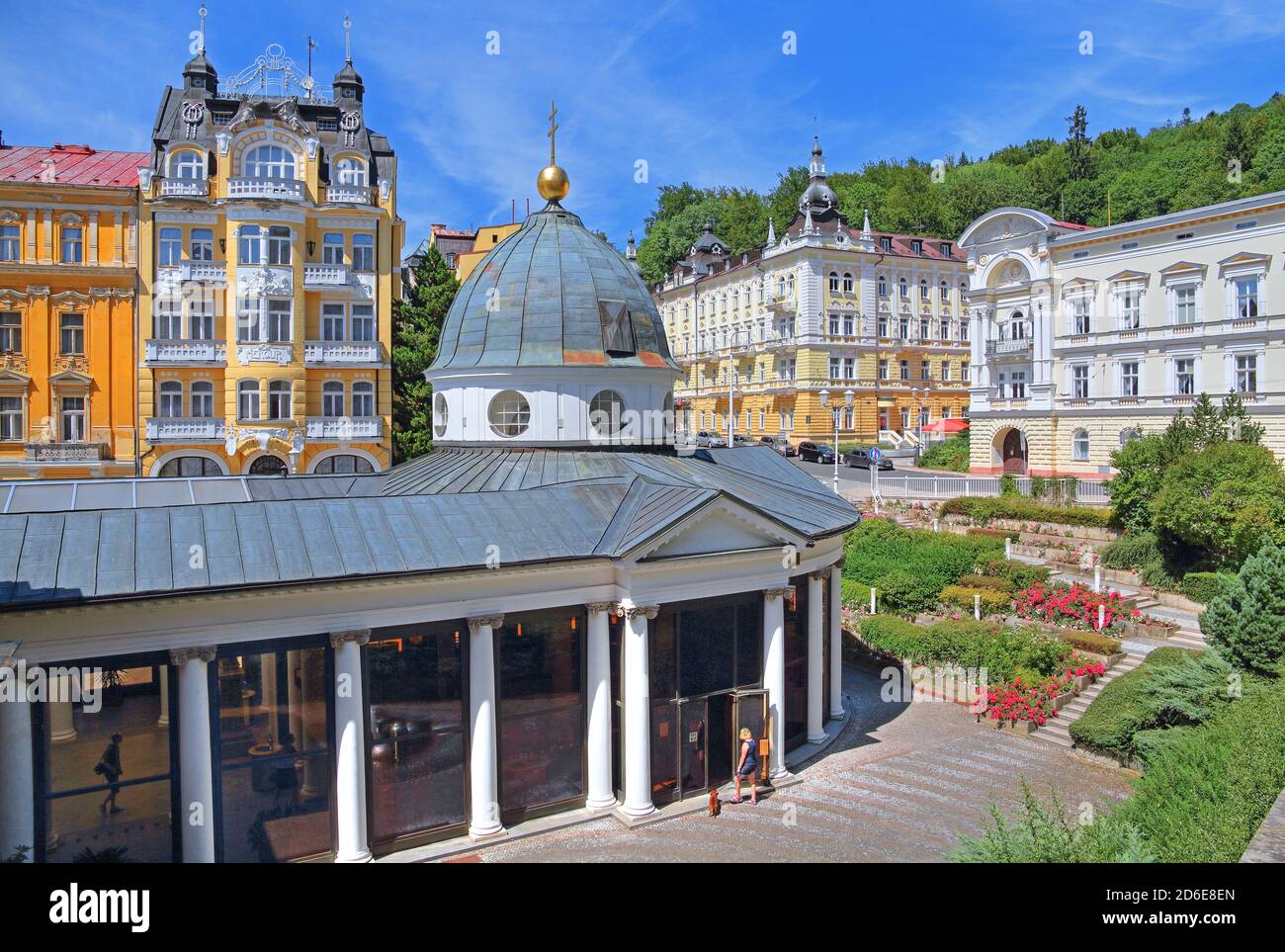 Cross fountain in the spa center, Marienbad, spa triangle, Bohemia ...