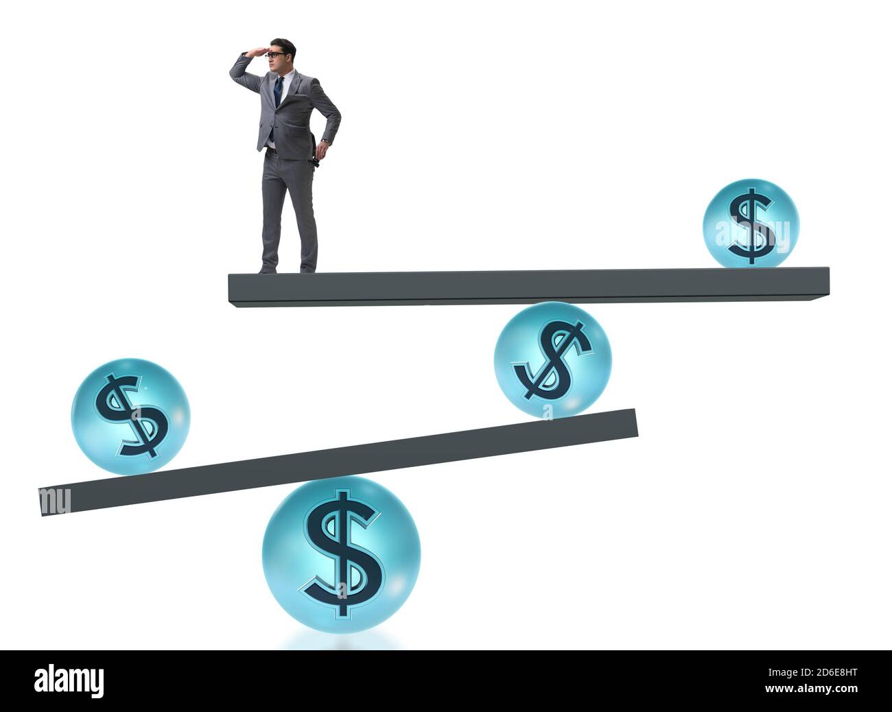 The businessman balancing in financial dollar concept Stock Photo - Alamy
