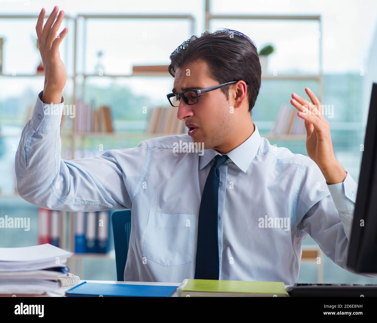 The businessman suffering from excessive armpit sweating Stock Photo ...