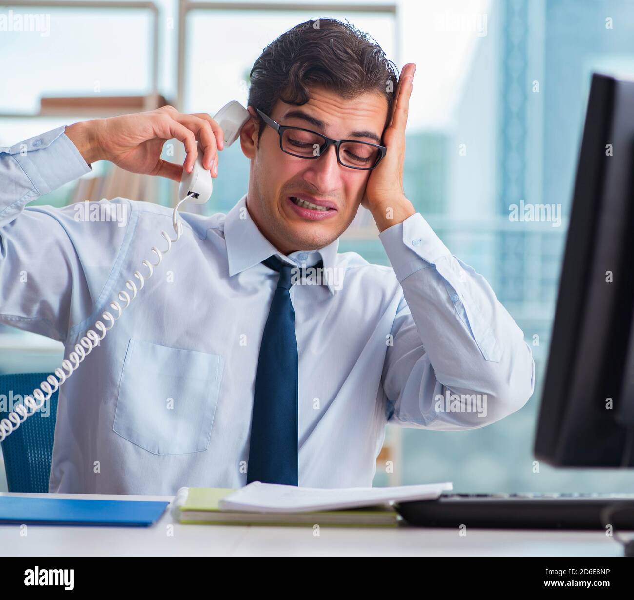 The businessman suffering from excessive armpit sweating Stock Photo ...