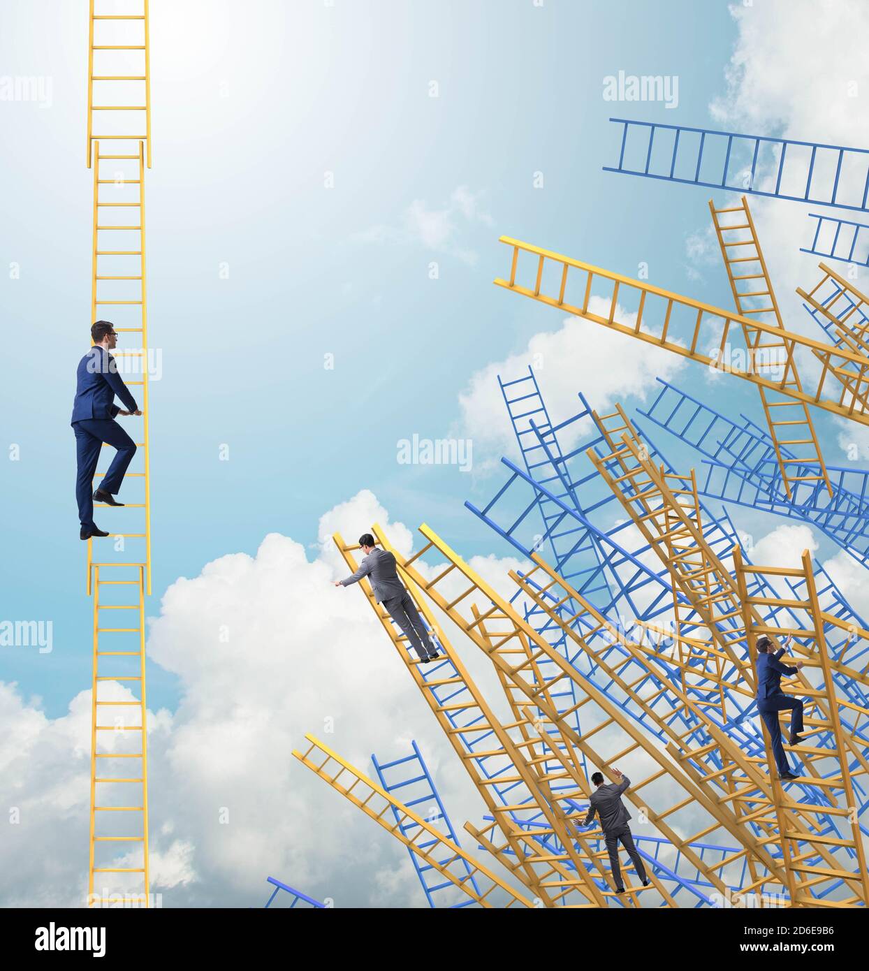 The businessman climbing career ladder in business concept Stock Photo ...