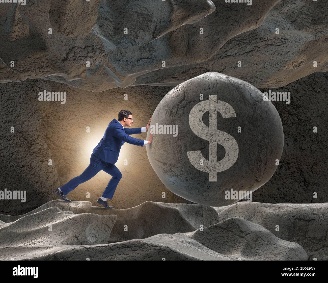 Businessman pushing dollar sign hi-res stock photography and images - Alamy