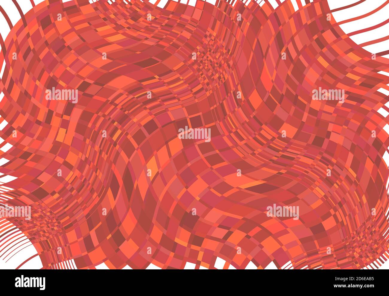 mosaic background, tessellation pattern. red wavy, waving and undulate ...