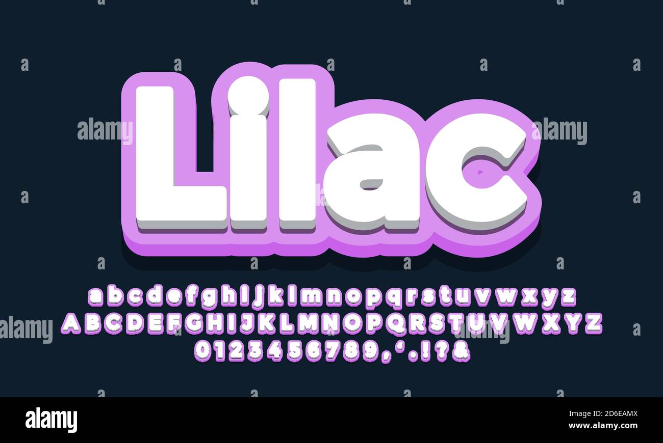 bold pink with white 3d font effect or text effect design Stock Vector ...