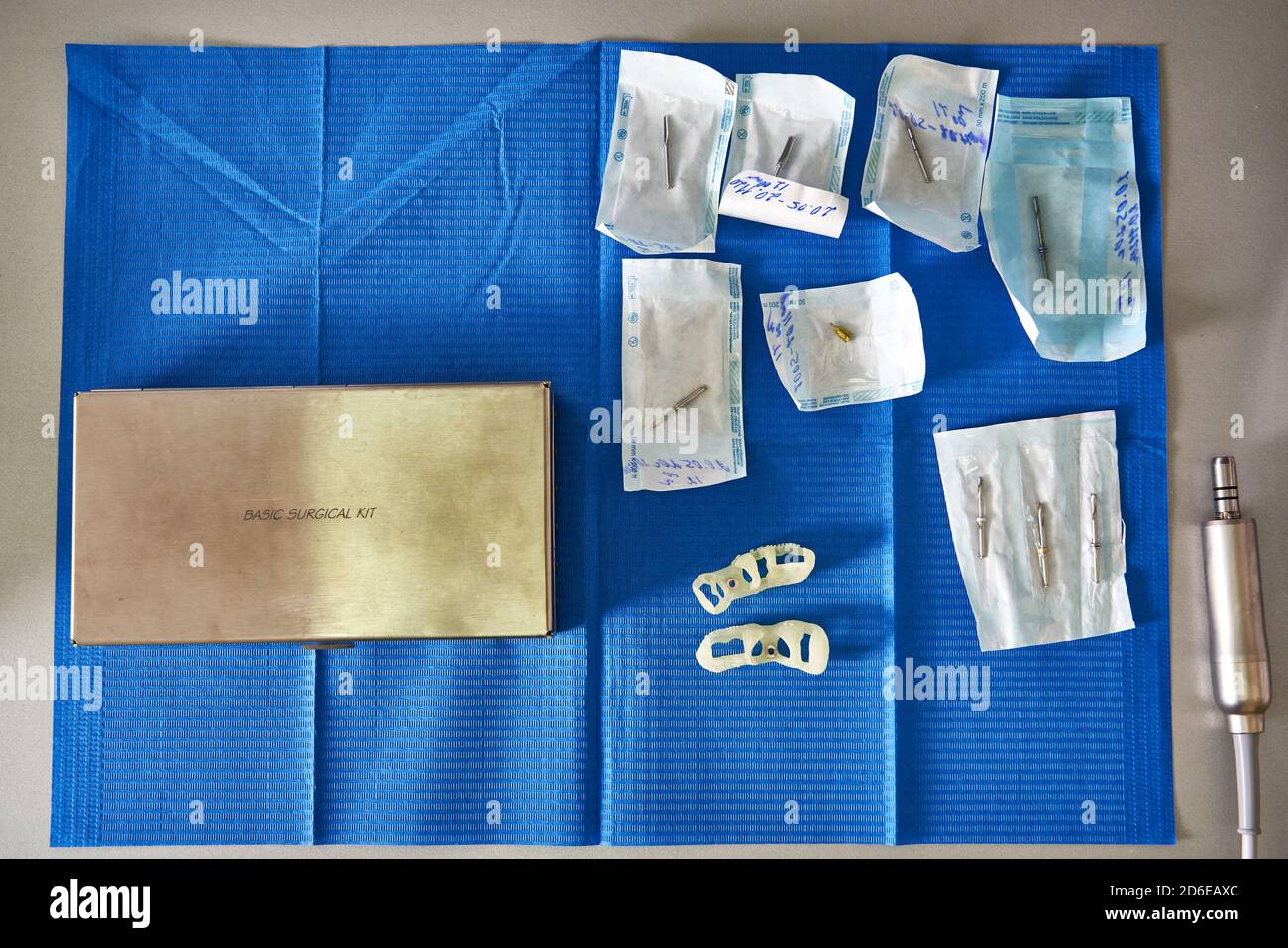 Set of dental instruments in sterile sealed packaging Stock Photo - Alamy