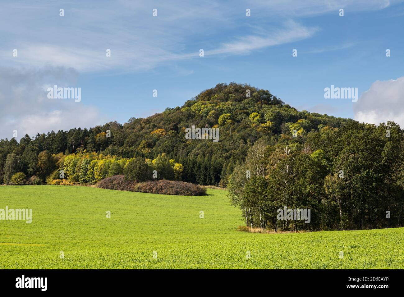 Europe, Poland, Lower Silesia, Ostrzyca / Spitzberg - extinct volcano ...