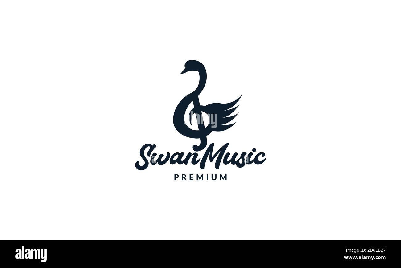 bird swan with note music modern logo vector illustration design Stock ...