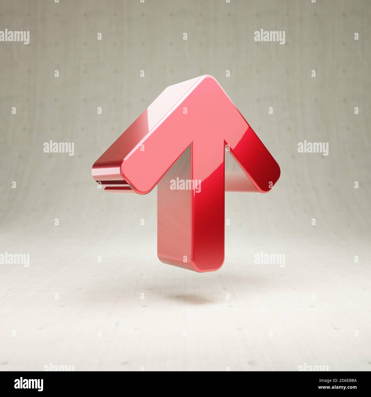 Arrow Up icon. Gold glossy Arrow Up symbol isolated on white concrete ...