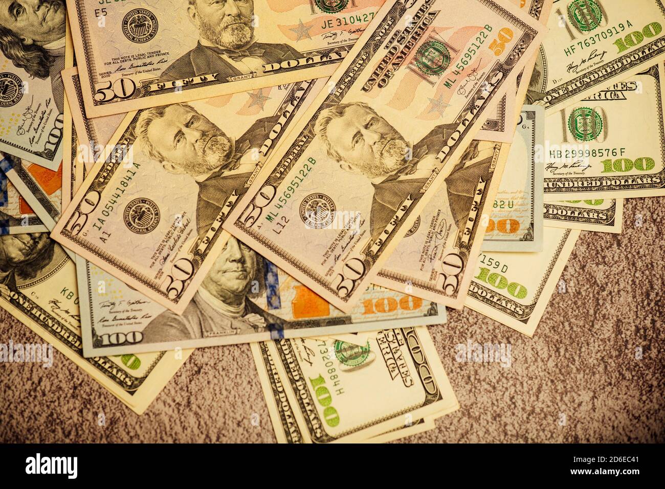 Dollars different bills. Dollars background. Background of different us ...
