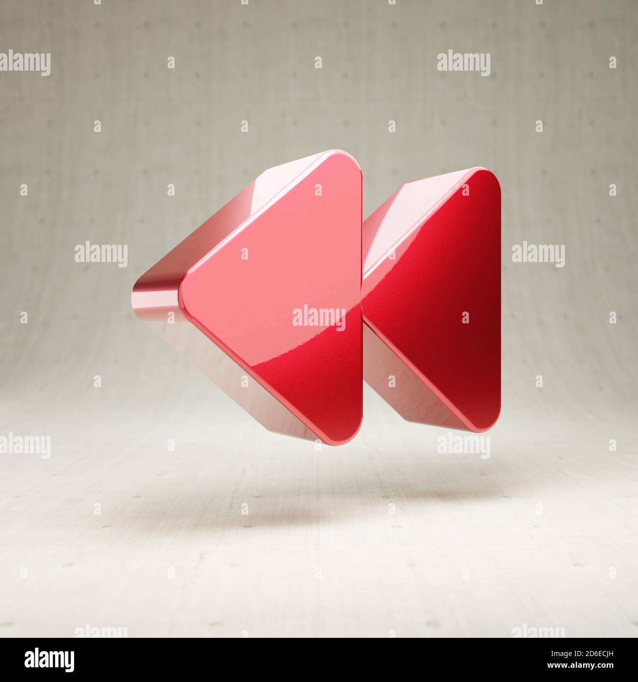 Backward icon. Gold glossy Backward symbol isolated on white concrete ...