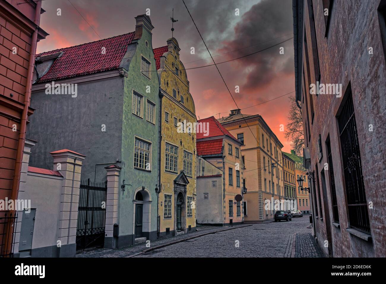 The oldest buildings in the old town of Riga, Latvia. Three Brothers ...