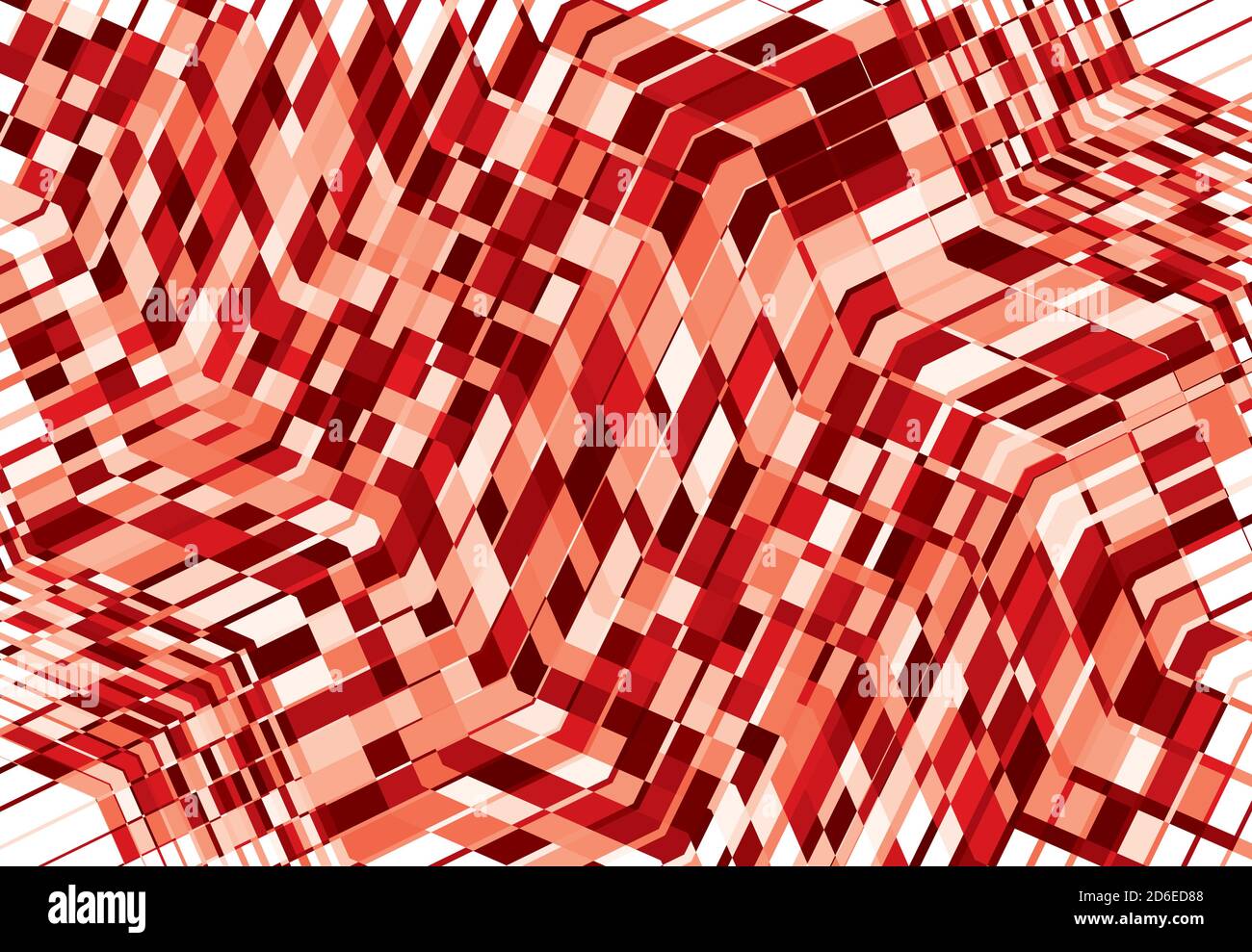mosaic background, tessellation pattern. red wavy, waving and undulate ...