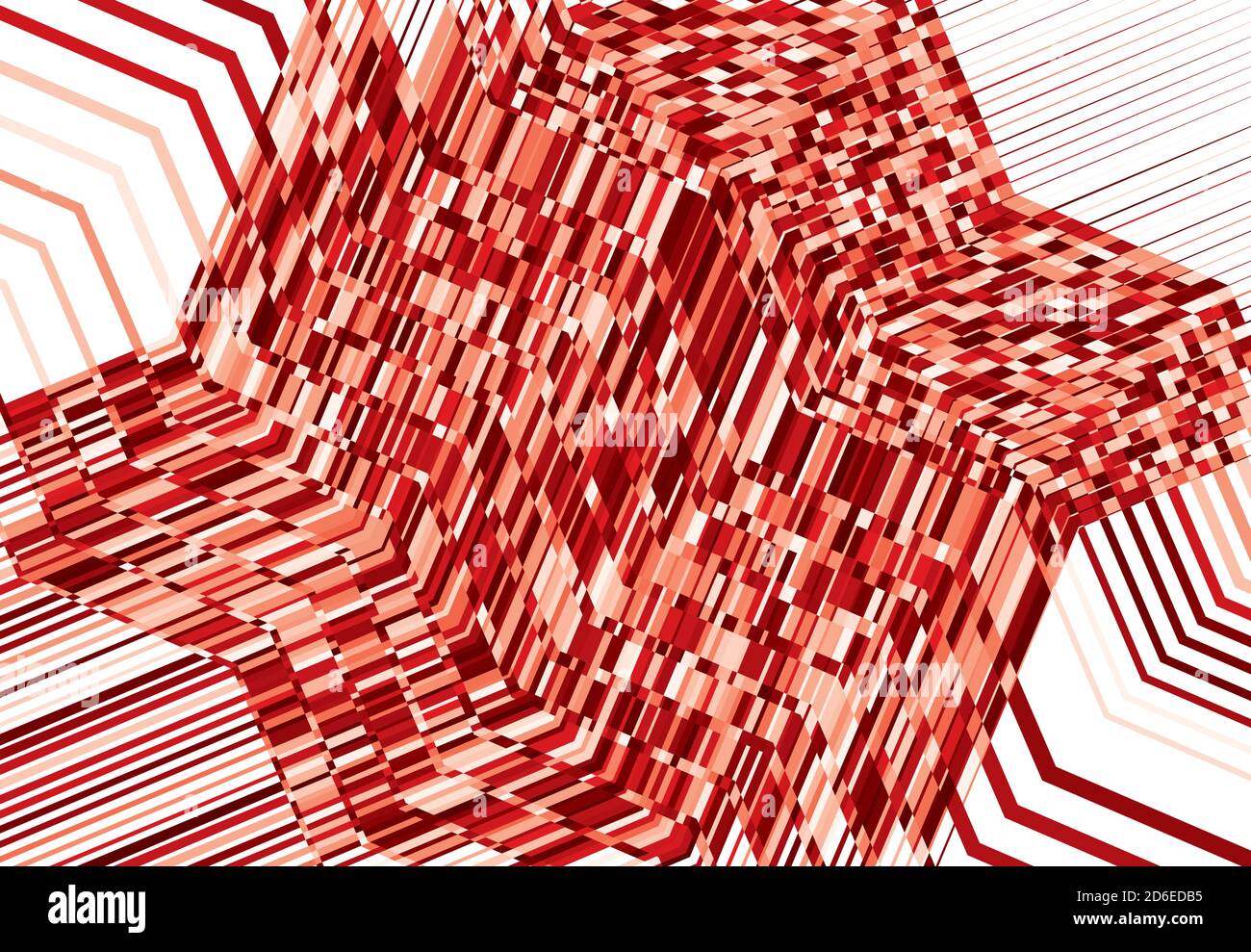 mosaic background, tessellation pattern. red wavy, waving and undulate ...