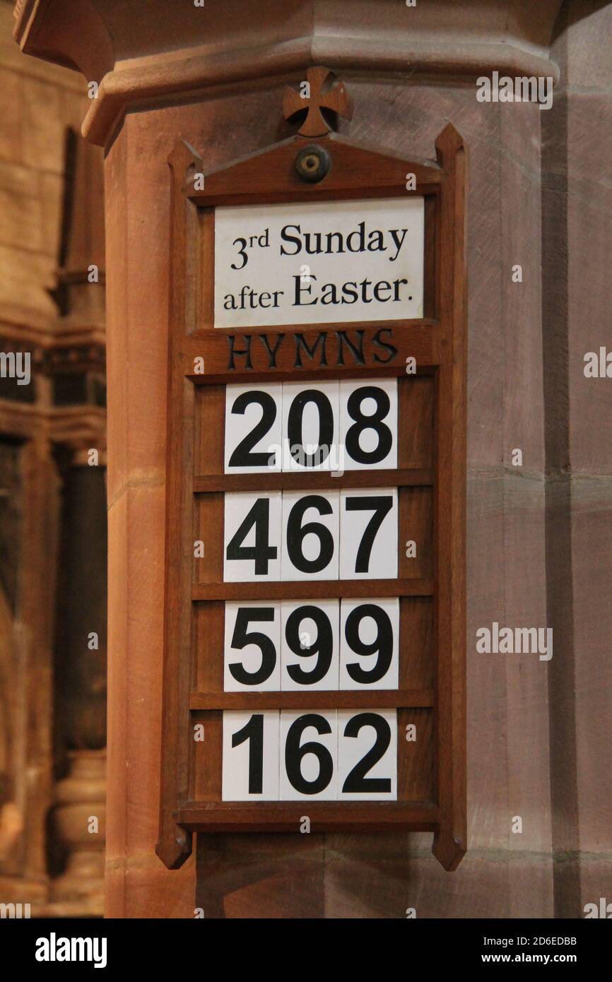 The Numbers for Hymns for a Christian Church Service Stock Photo - Alamy