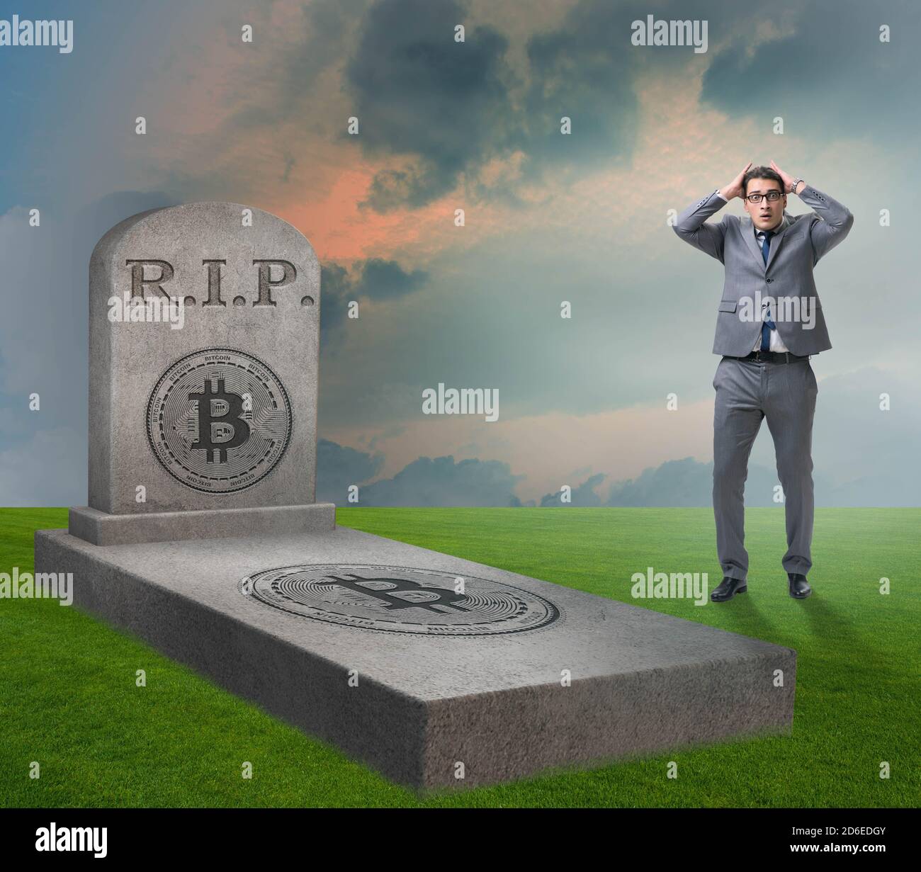 The businessman mourning the demise and death of bitcoin Stock Photo ...