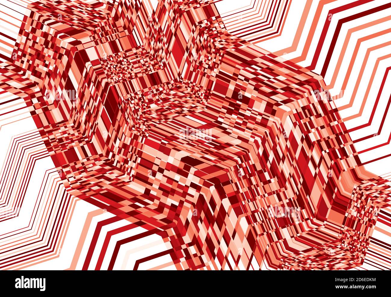 mosaic background, tessellation pattern. red wavy, waving and undulate ...