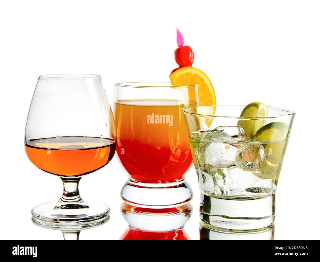 Various cocktails on white background Stock Photo - Alamy