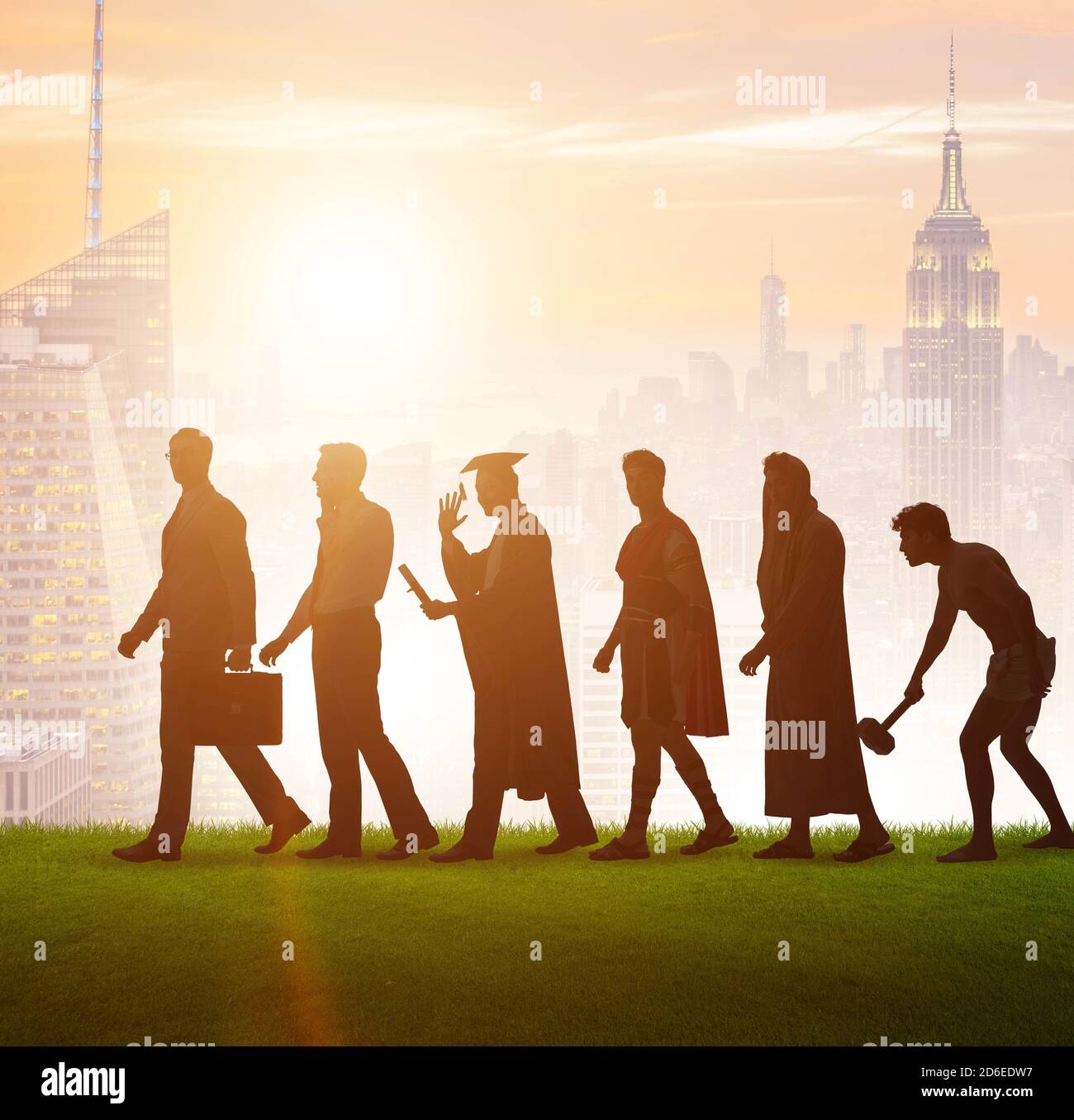 Progression of man mankind from ancient to modern Stock Photo - Alamy