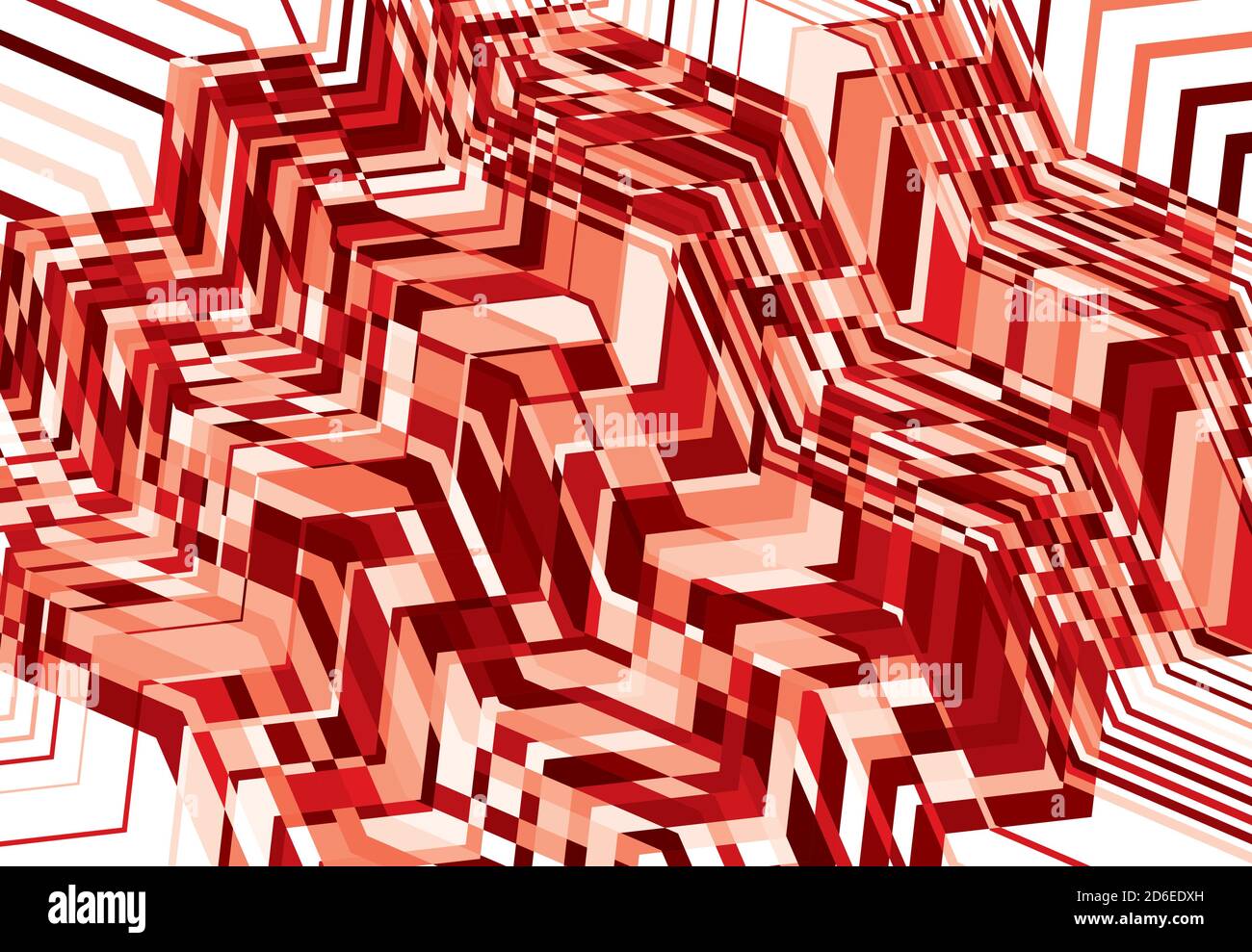 mosaic background, tessellation pattern. red wavy, waving and undulate ...