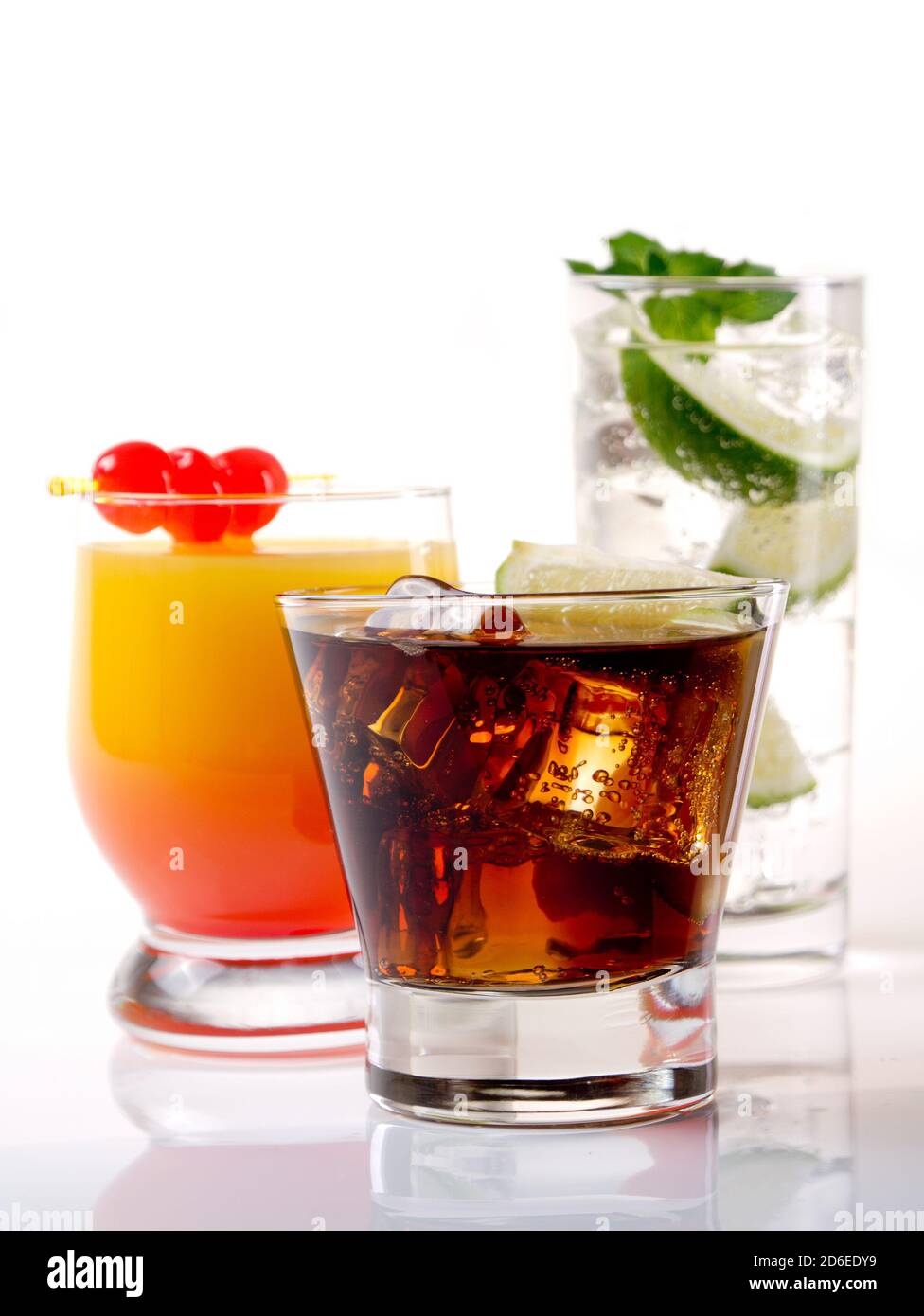 Various alcoholic cocktails on white background Stock Photo - Alamy