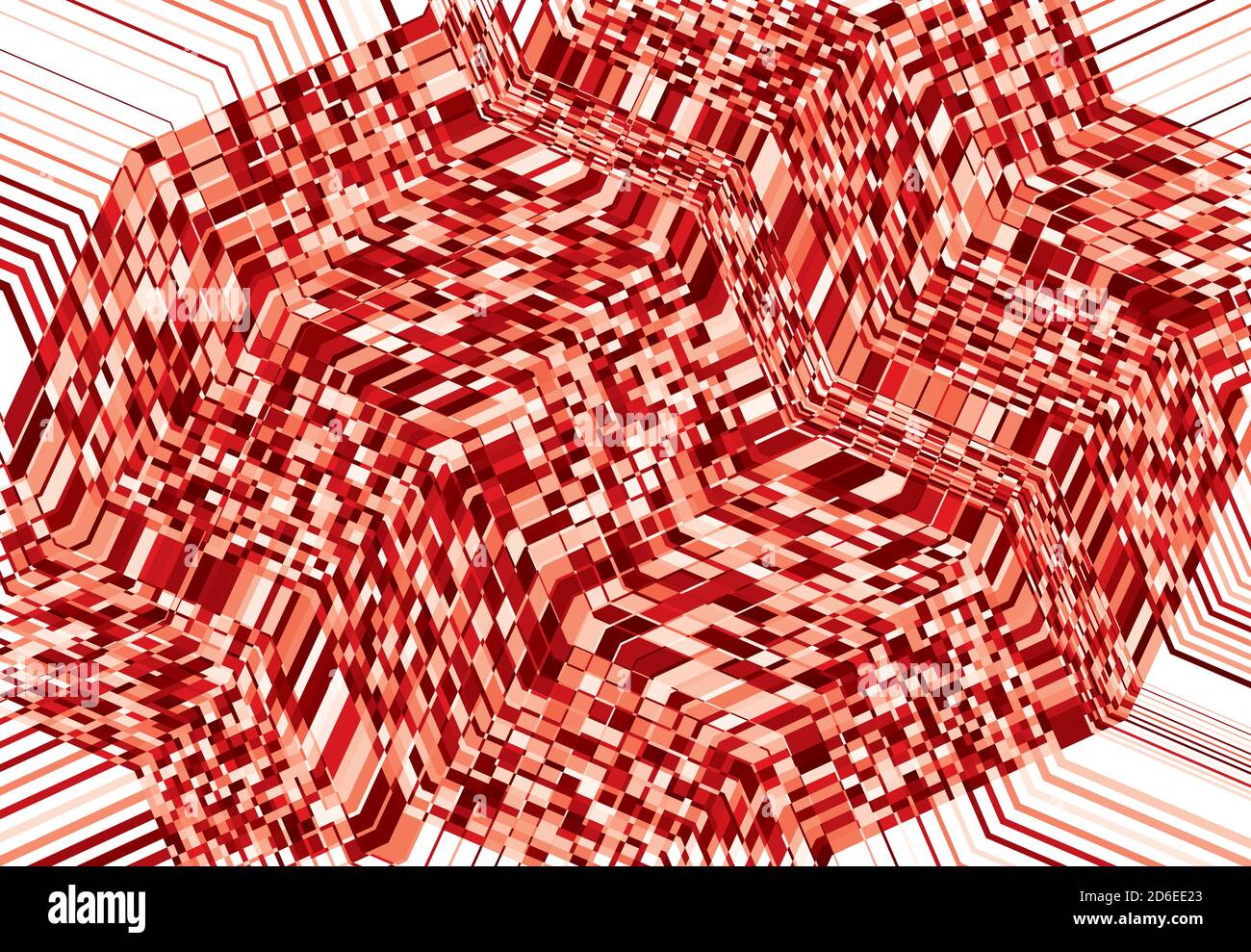mosaic background, tessellation pattern. red wavy, waving and undulate ...