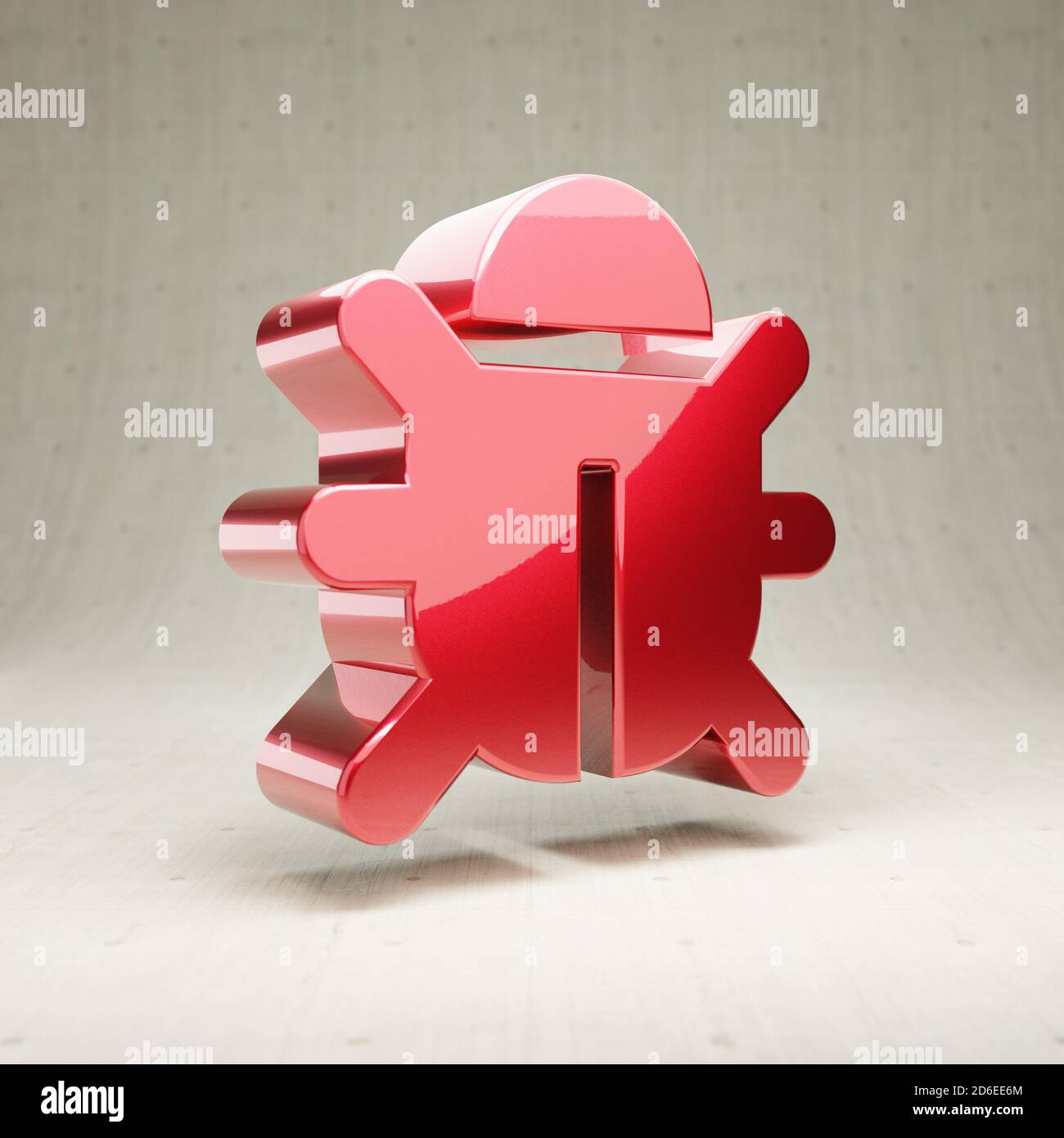 Bug icon. Gold glossy Bug symbol isolated on white concrete background ...