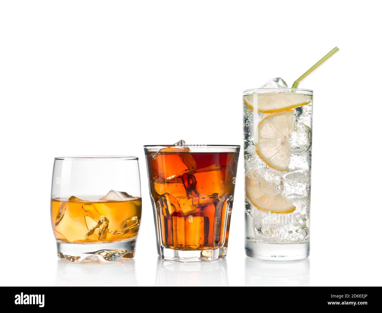 Three glasses of alcoholic and soft drinks Stock Photo - Alamy