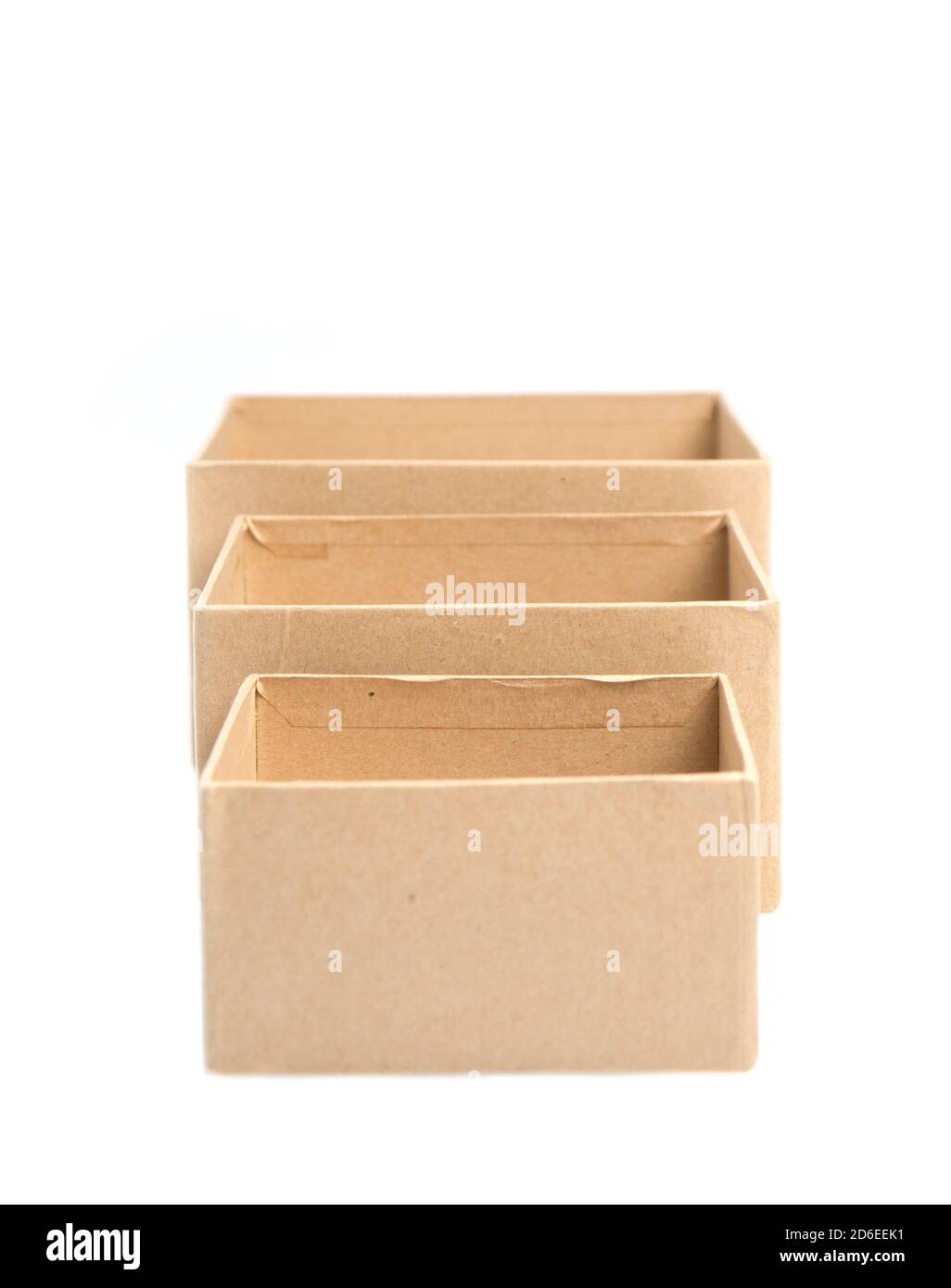 Three square paper boxes on white background Stock Photo - Alamy
